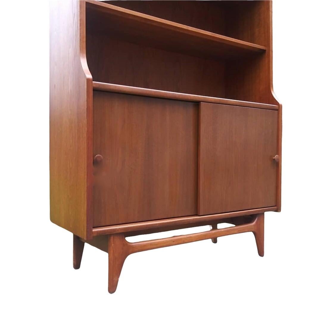 Mid-Century Modern Danish Walnut and Teak Bookcase or Record Cabinet ...