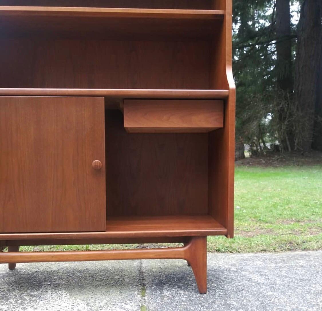 Mid-Century Modern Danish Walnut and Teak Bookcase or Record Cabinet ...