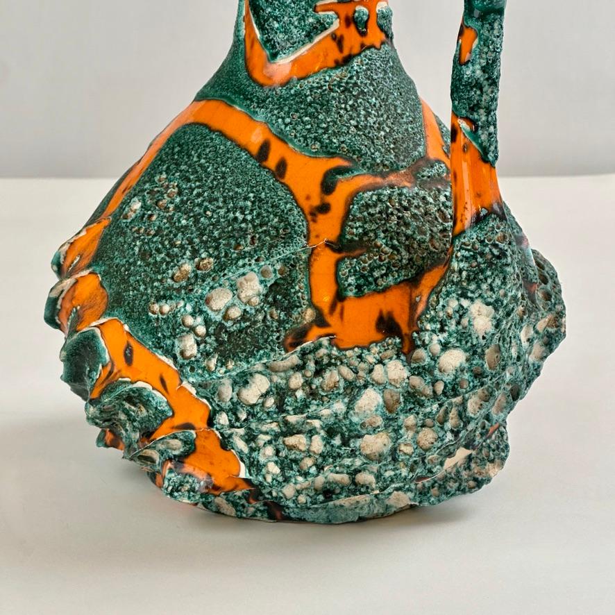 Mid-Century Modern Dark Green and Bright Orange Ceramic Jug from ...