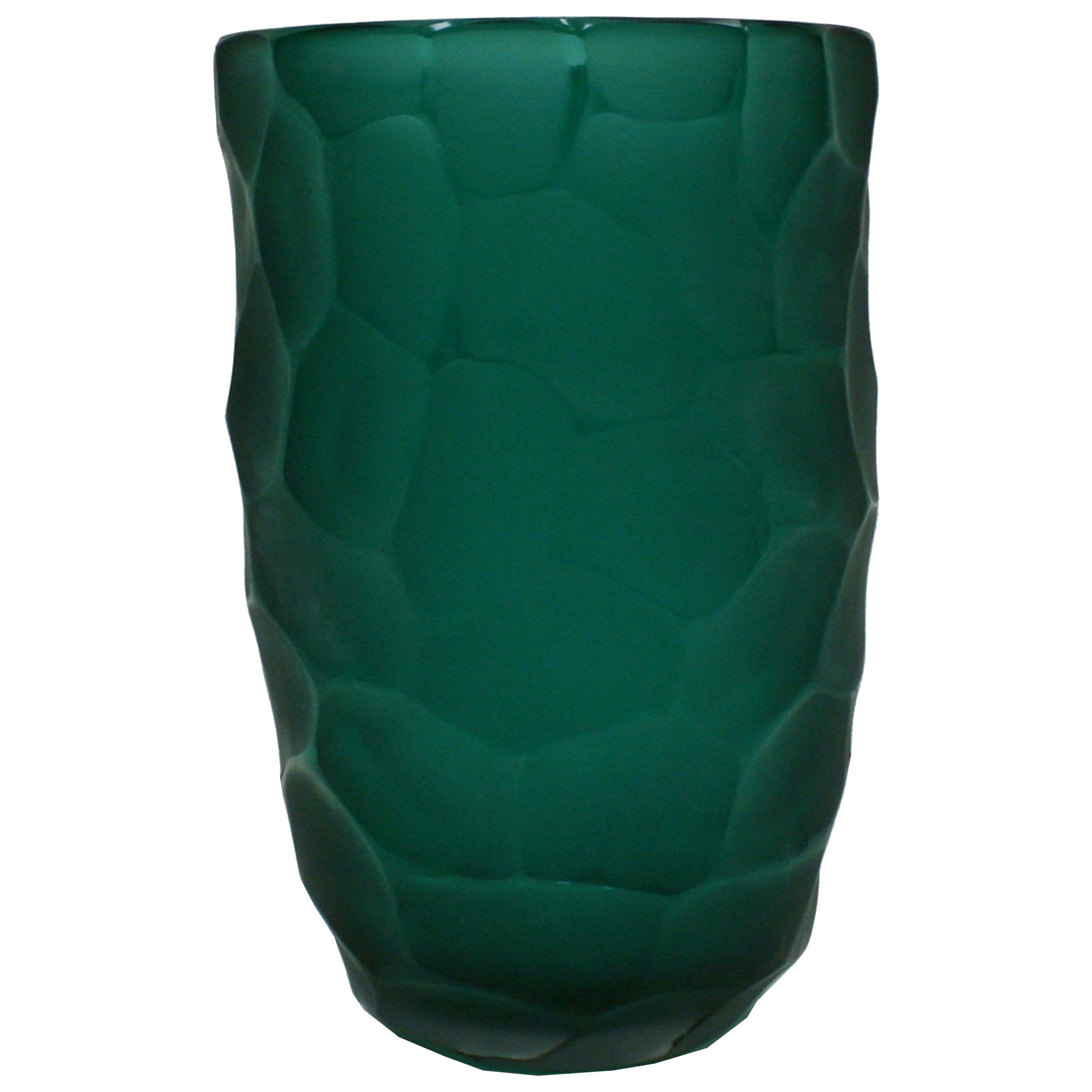 Dona Modern Art Glass Smoked Gray Sculptural Vase with Red and Yellow ...