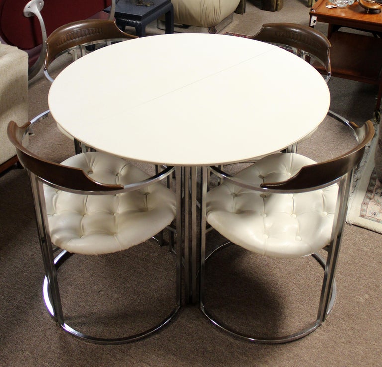 Mid-Century Modern Daystrom Chrome Wood Laminate Dinette Table and 4 ...