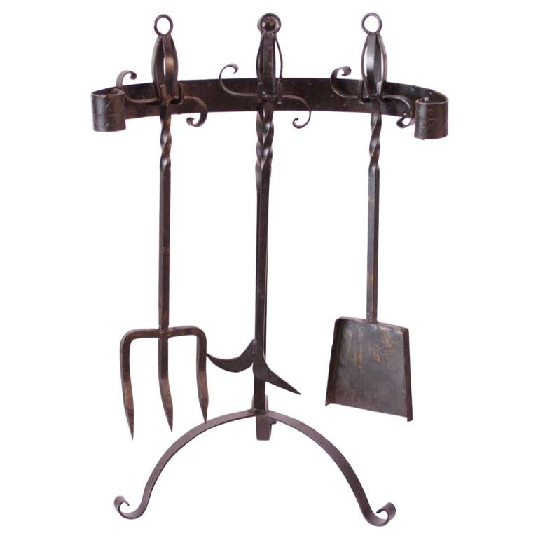 Mid-Century Modern Decorative Forged Iron Firetools For Sale at 1stDibs