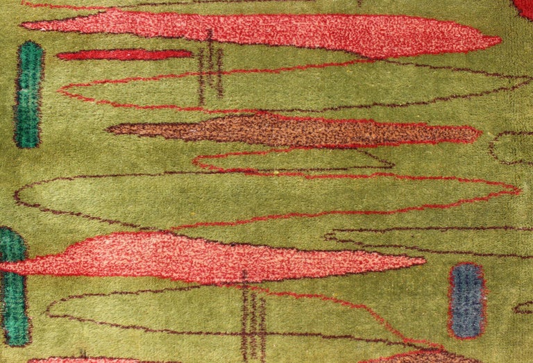 Mid-Century Modern Turkish with Bright Green Rug in Excellent Condition ...