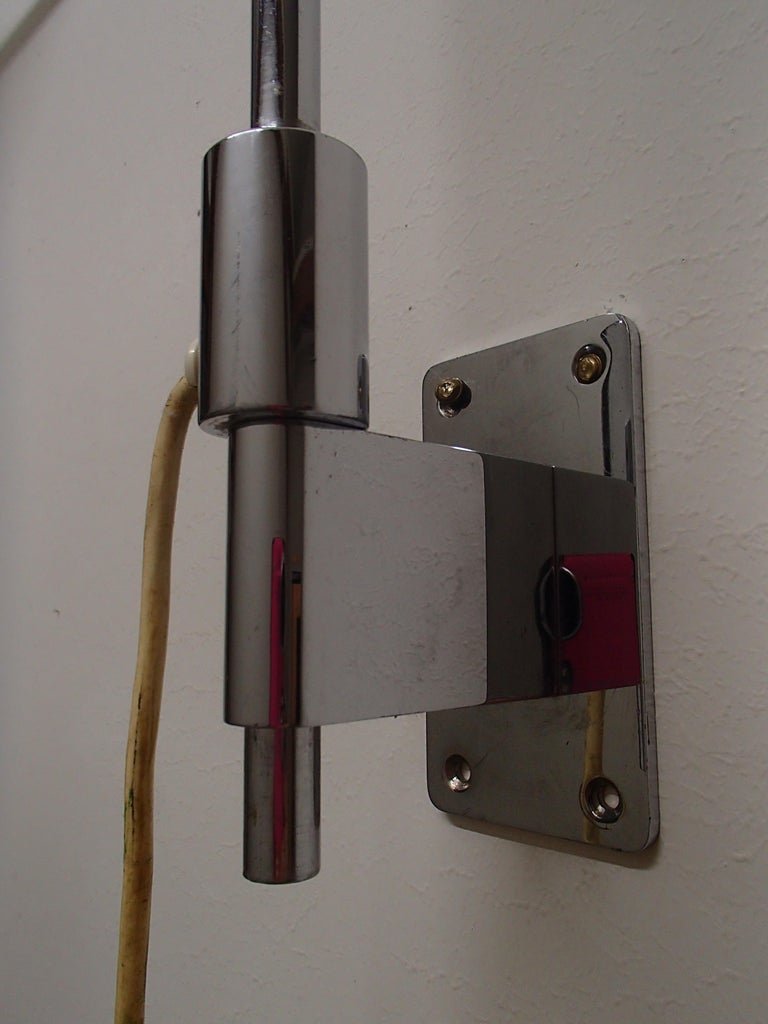 Mid-Century Modern Desk or Reading Wall Light Movable Chrome Arm and ...