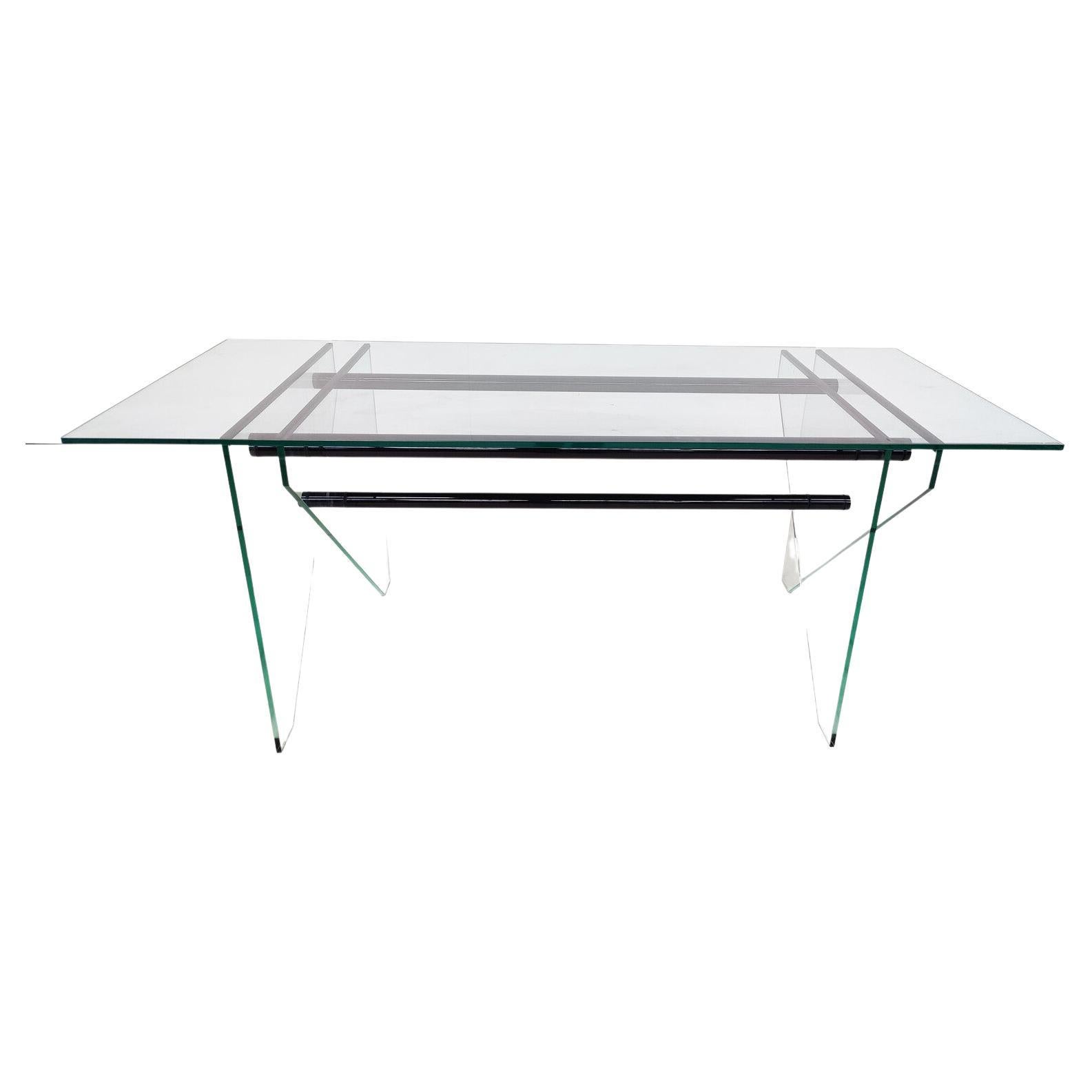 Mid-Century Modern Desk/Table in Glass, Italy, 1980s For Sale at 1stDibs