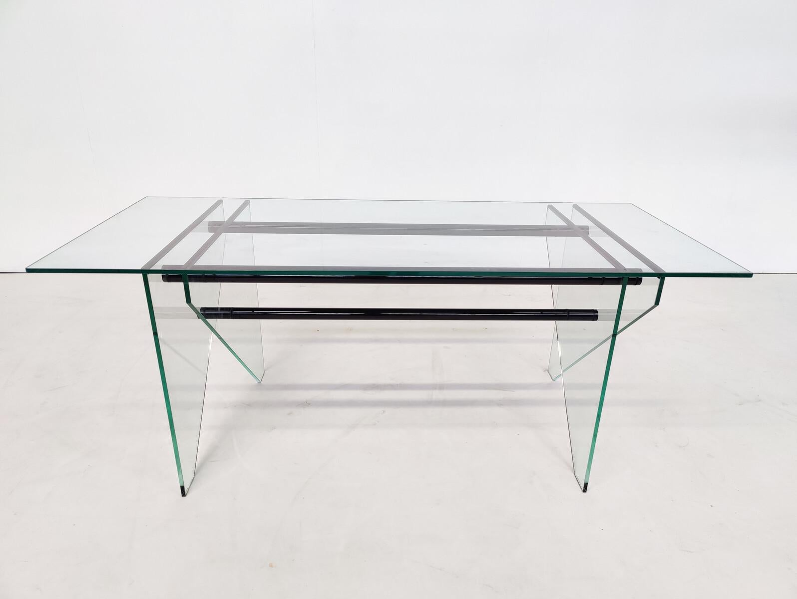Mid-Century Modern Desk/Table in Glass, Italy, 1980s For Sale at 1stDibs