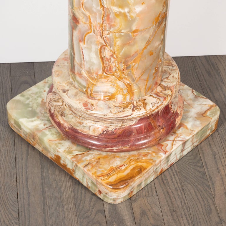 Mid-Century Modern Doric Column Pedestal in Variegated Italian Marble ...