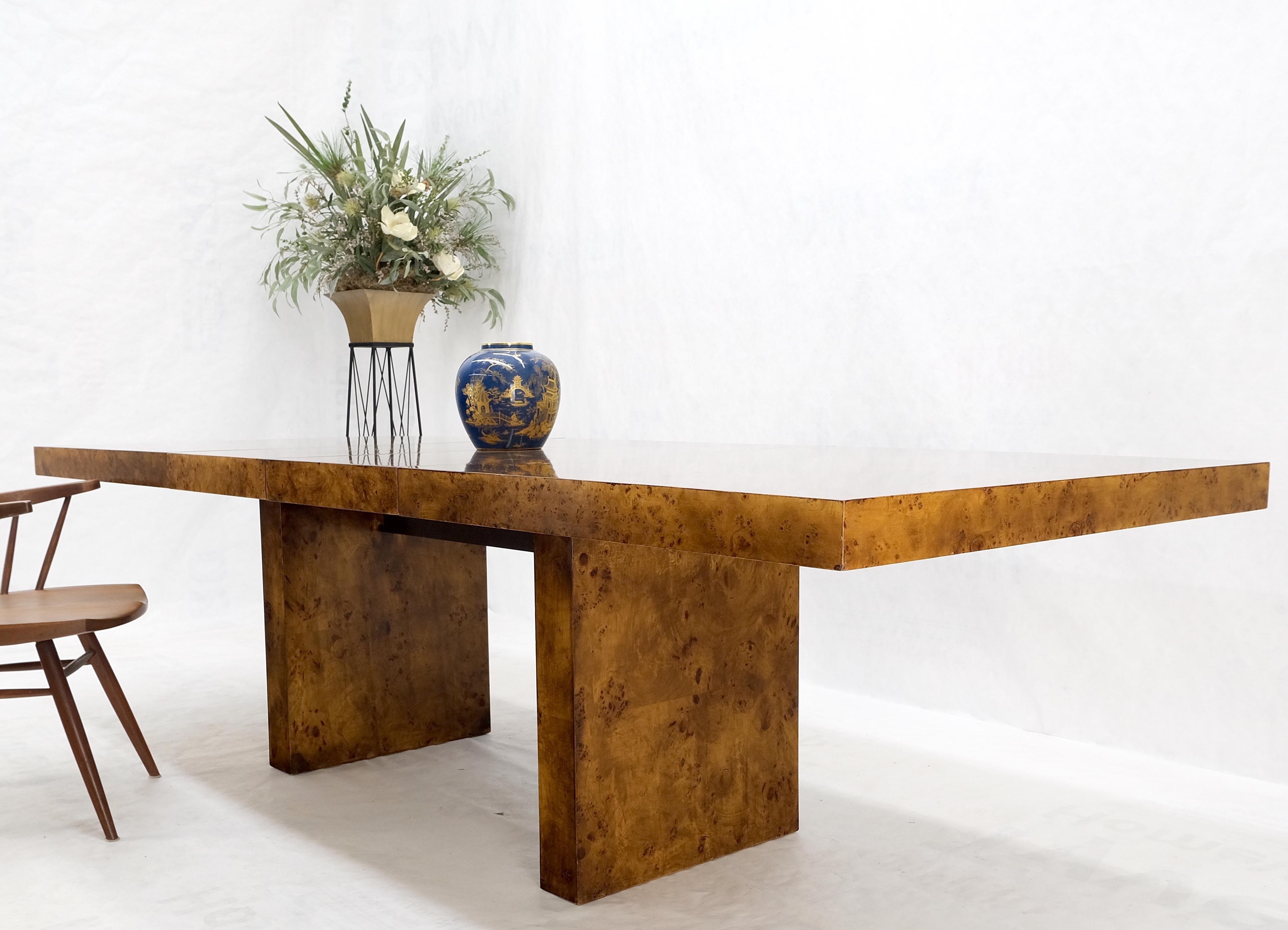 Mid-Century Modern Double Pedestal Honey Tone Burl Wood High Gloss ...