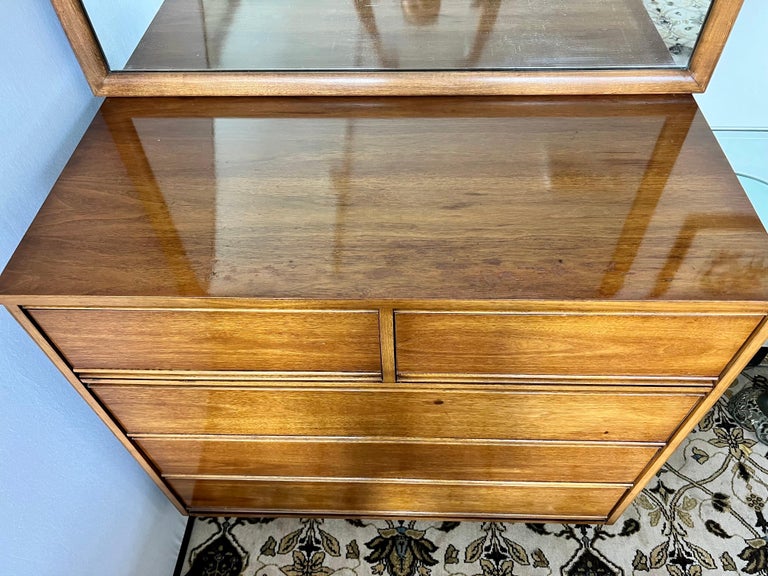 Mid Century Modern Dresser Tall Chest with Mirror Two Piece Set Dixie ...