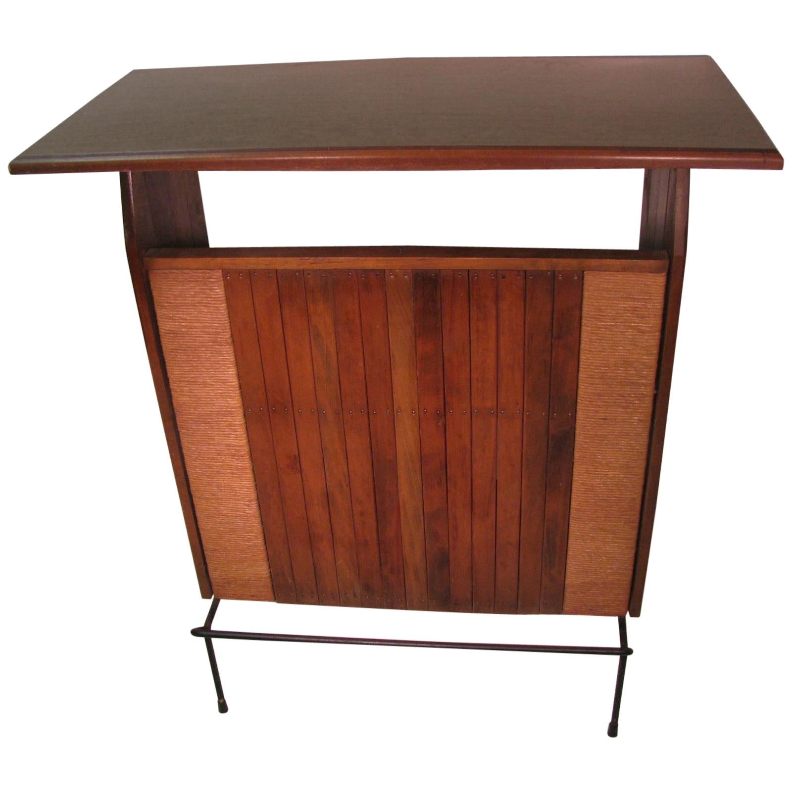 Mid Century Modern Walnut Bar Cabinet With Hairpin Legs at 1stdibs
