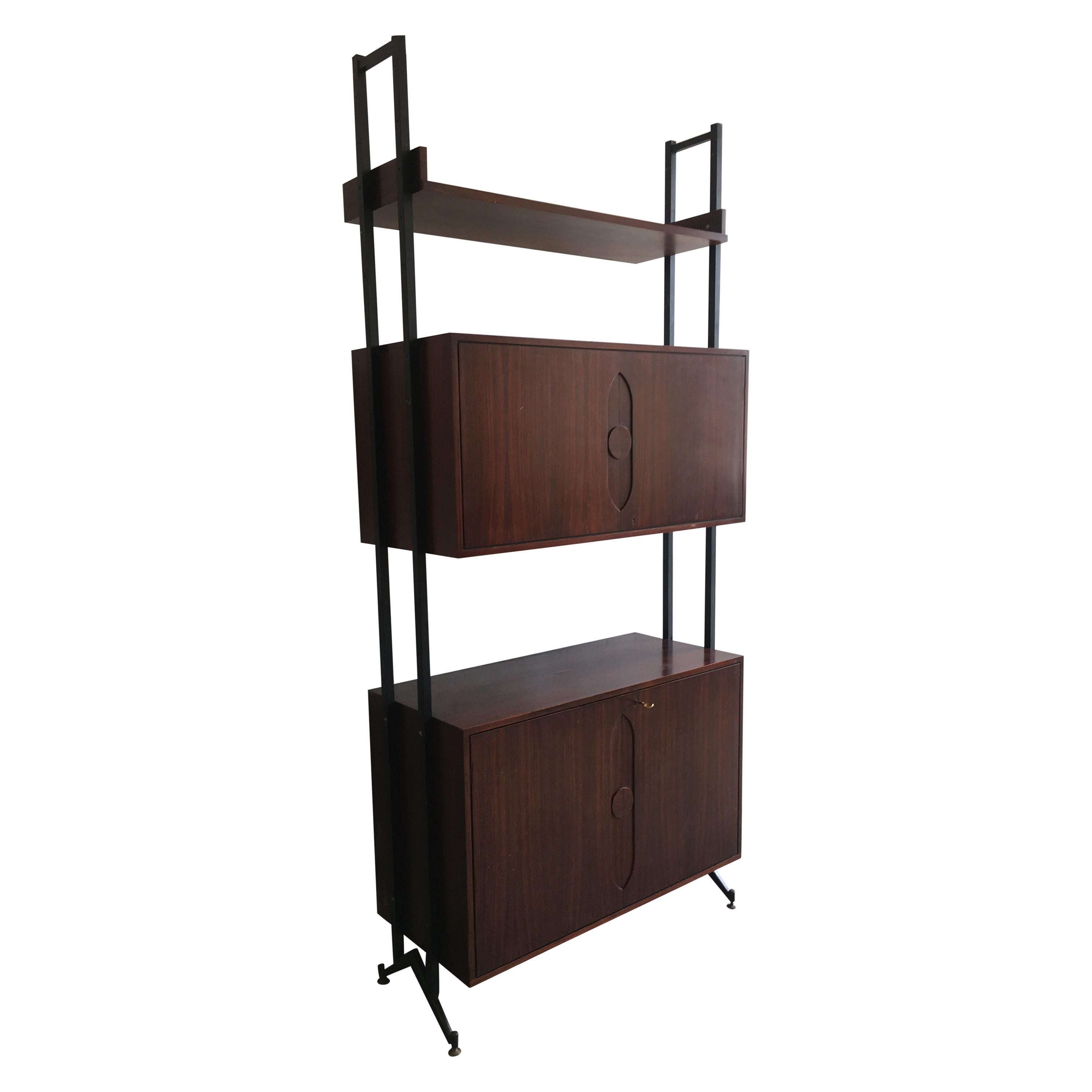 Danish Mid Century Modern Walnut 2 Part Storage Cabinet Bookcase Shelf ...