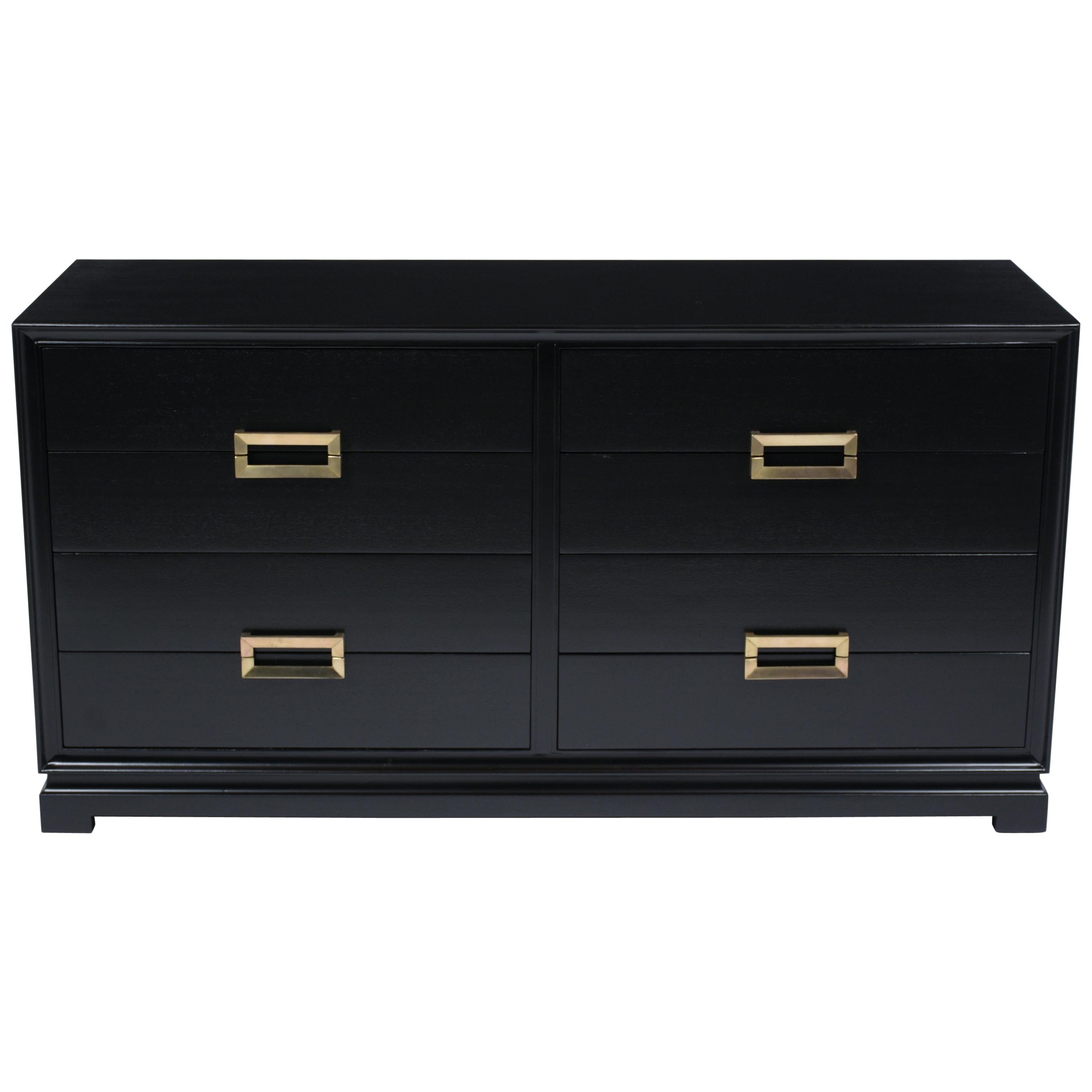 Mid Century Modern Ebonized Bachelor Chest of Drawers Concave Front at ...