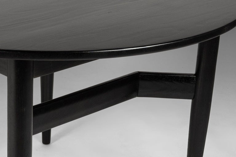 Mid-Century Ebonized Extension Dining Table w/ Architectural Leg Base ...
