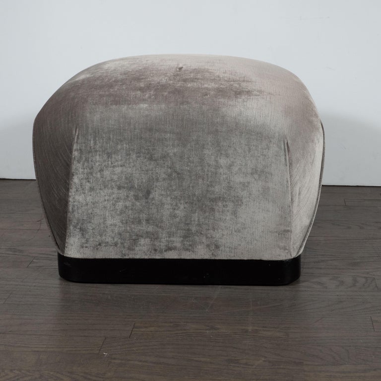 Mid-Century Modern Ebonized Walnut and Platinum Velvet Square Pouf at ...