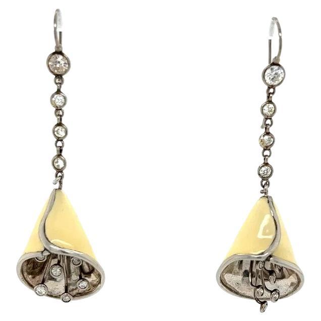 Diamond Gold Bell Earrings at 1stDibs | bell earrings gold
