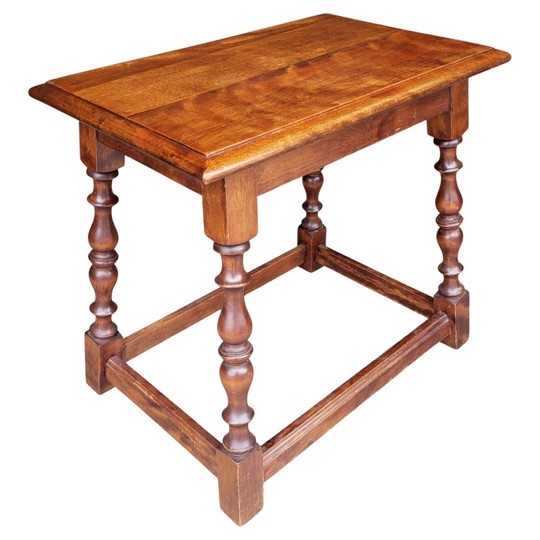 Mid-Century Modern English Joint Solid Mahogany Turned Legs Bench Stool ...