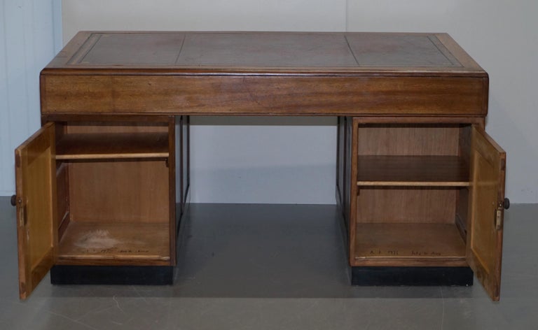 Mid-Century Modern English Oak Double Sided Partner Writing Desk ...