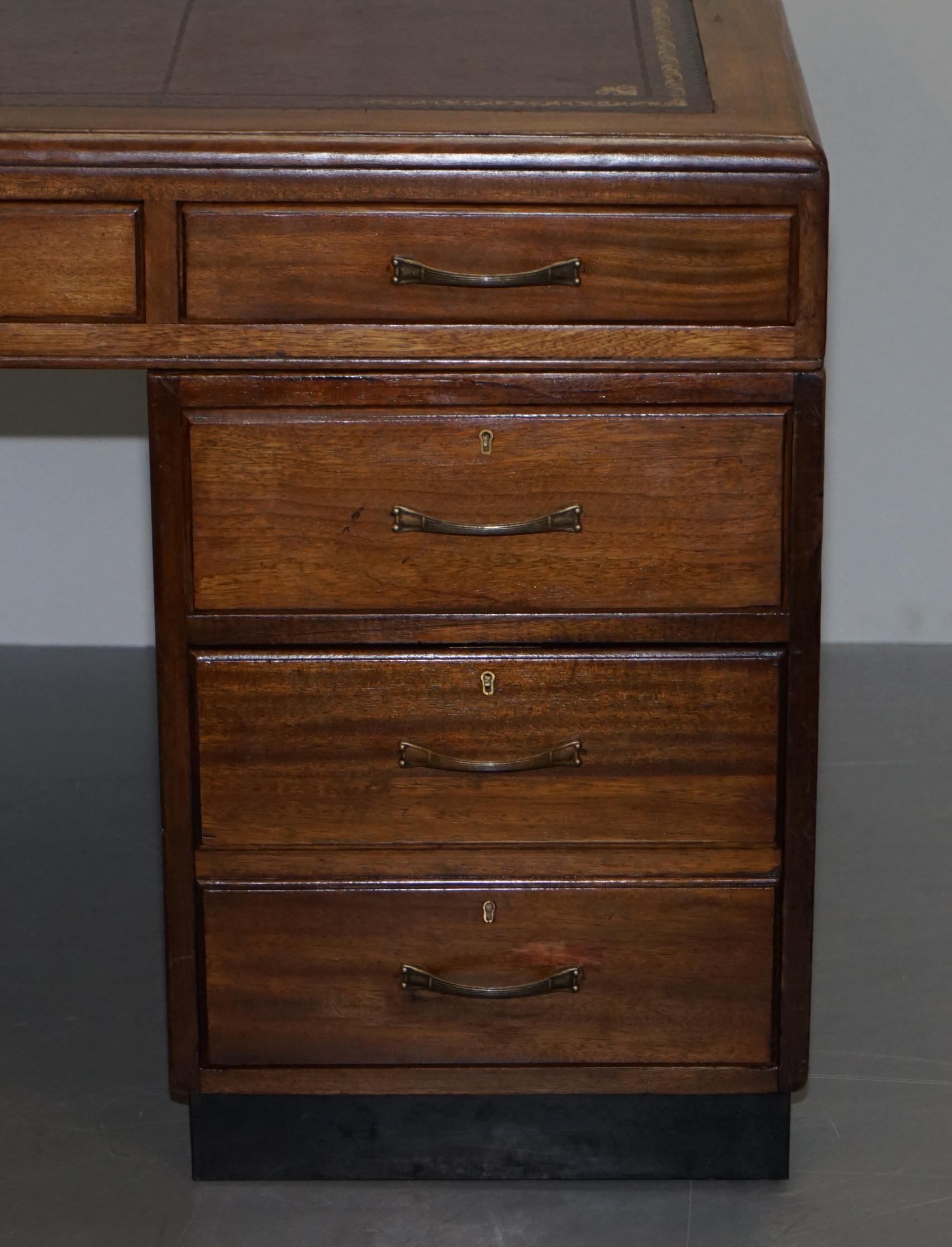 Mid-Century Modern English Oak Double Sided Partner Writing Desk ...