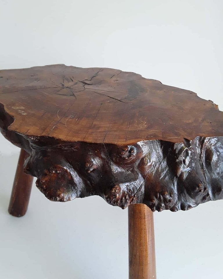 Mid-Century Modern English Root Wood Table on Tripod Legs at 1stDibs