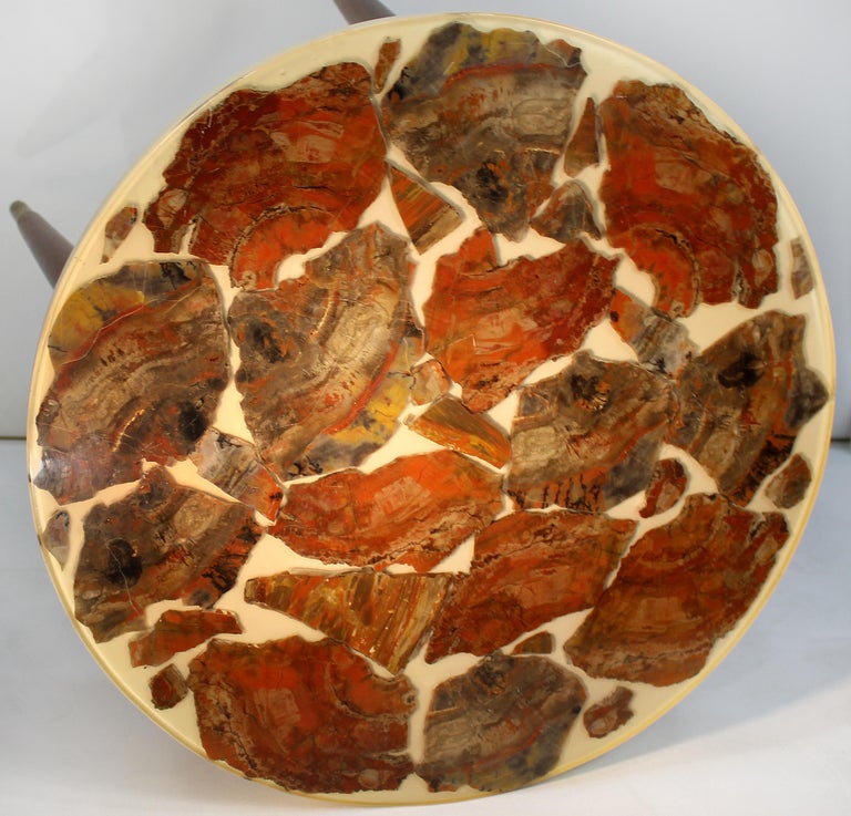 Midcentury Modern Epoxy Resin Petrified Wood Specimen Occasional Table ...