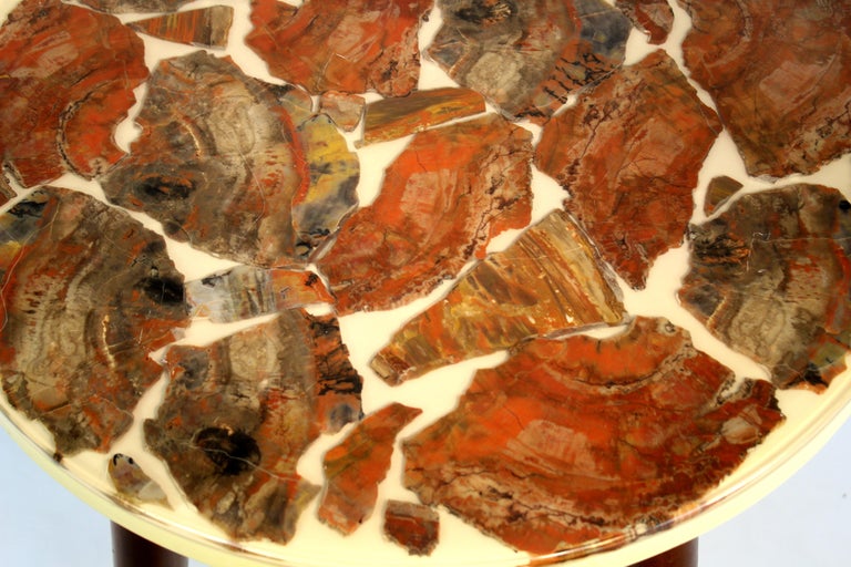 Midcentury Modern Epoxy Resin Petrified Wood Specimen Occasional Table ...
