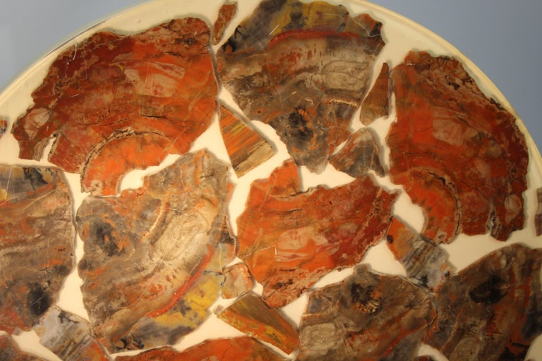 Midcentury Modern Epoxy Resin Petrified Wood Specimen Occasional Table ...