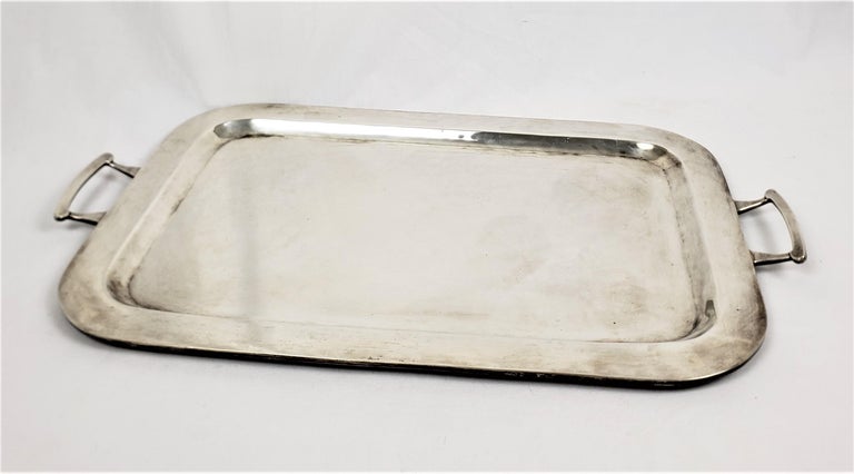 Mid-Century Modern Era Mexican Sterling Silver Handled Serving Tray For ...