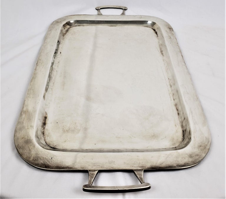 Mid-Century Modern Era Mexican Sterling Silver Handled Serving Tray For ...