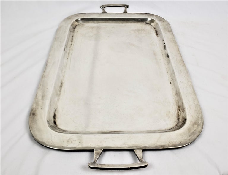Mid-Century Modern Era Mexican Sterling Silver Handled Serving Tray For ...
