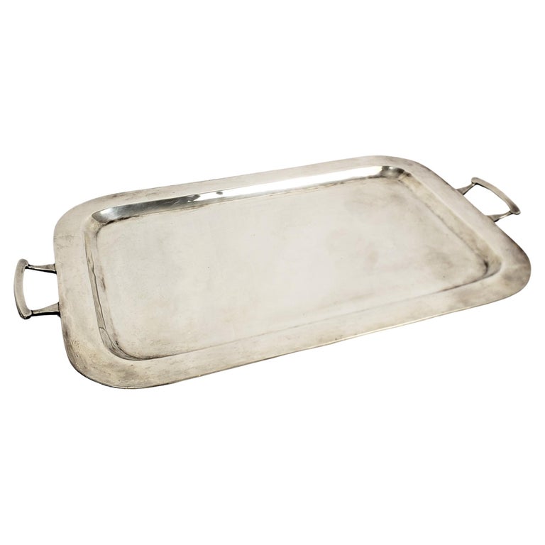 Mid-Century Modern Era Mexican Sterling Silver Handled Serving Tray For ...