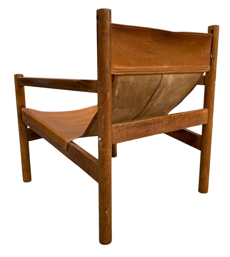 Mid-Century Modern Erik Worts Brown Leather Low Sling Safari Lounge ...