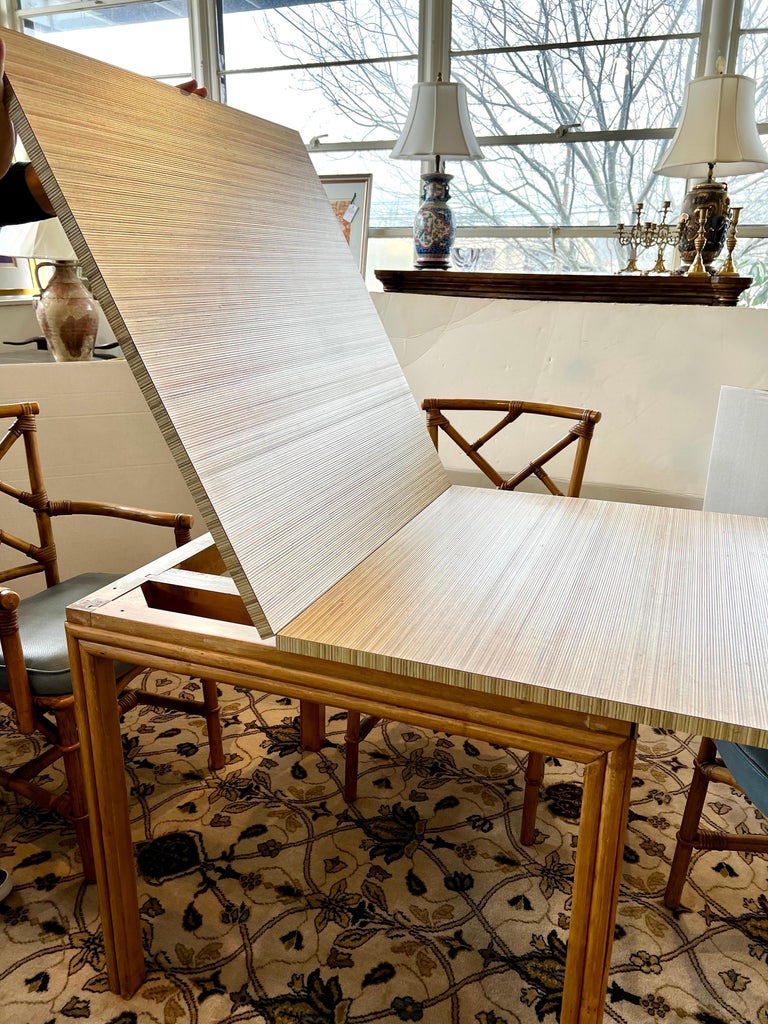 Mid-Century Modern Expandable Bamboo Game Table to Dining Rom Table and ...