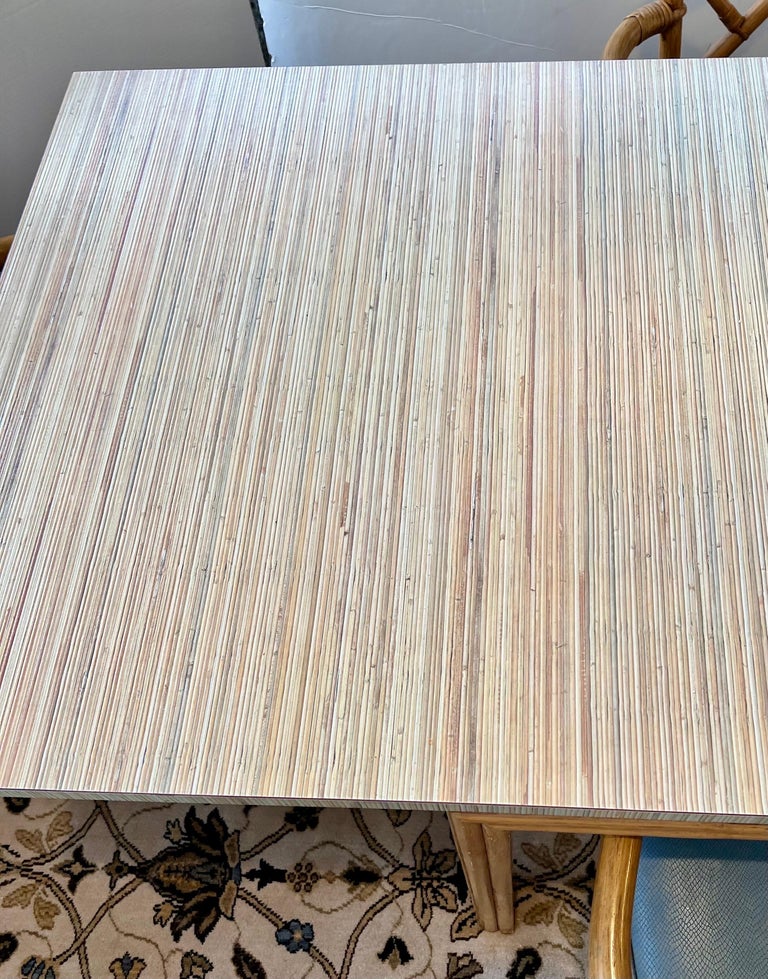 Mid-Century Modern Expandable Bamboo Game Table to Dining Rom Table and ...