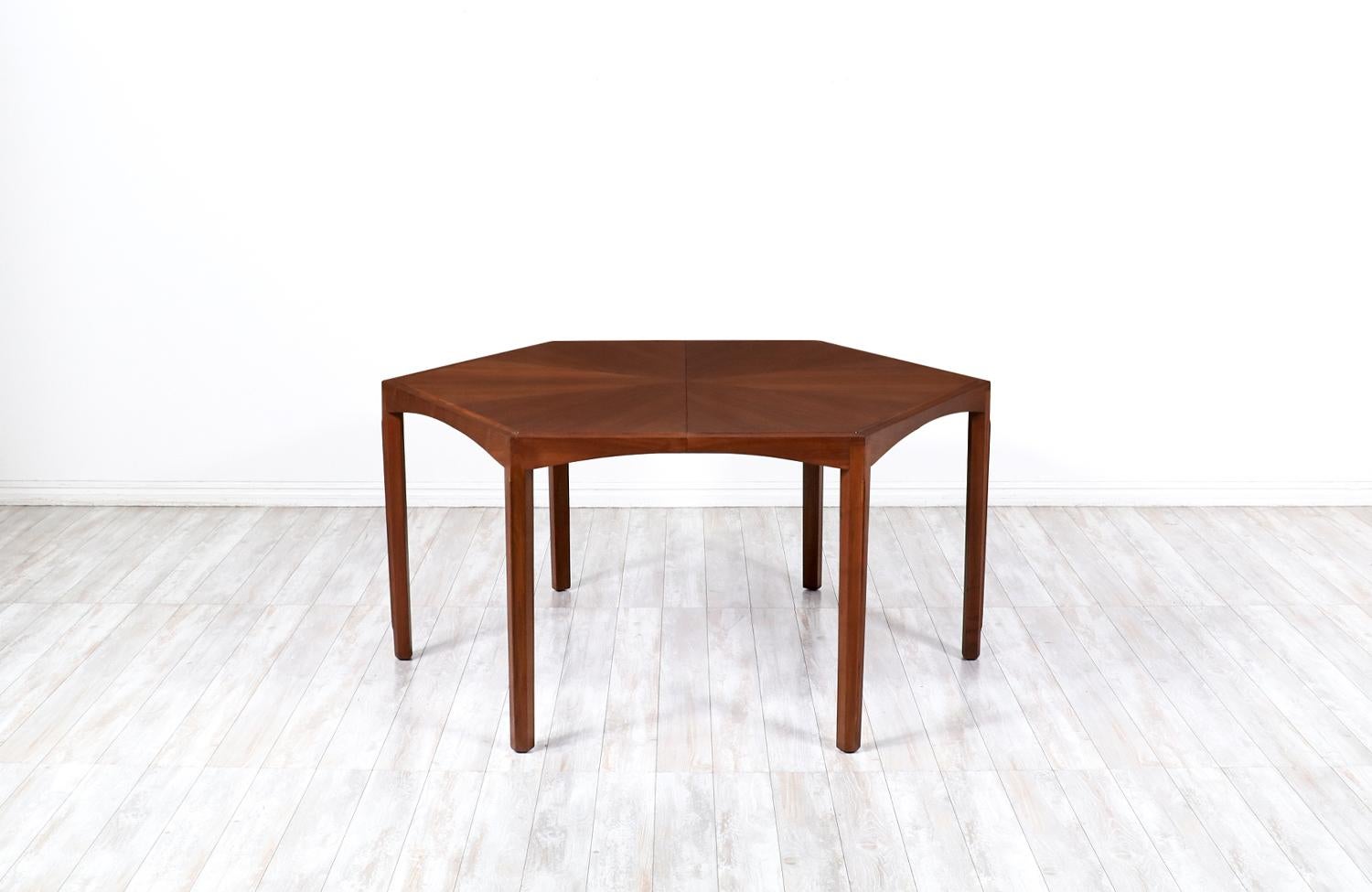 Mid-Century Modern Expanding Hexagonal Walnut Dining Table For Sale at ...
