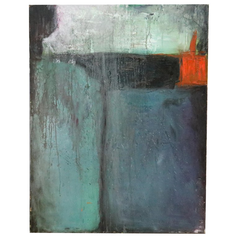 Mid-Century Modern Expressionist Abstract Oil on Canvas, Artist Signed ...