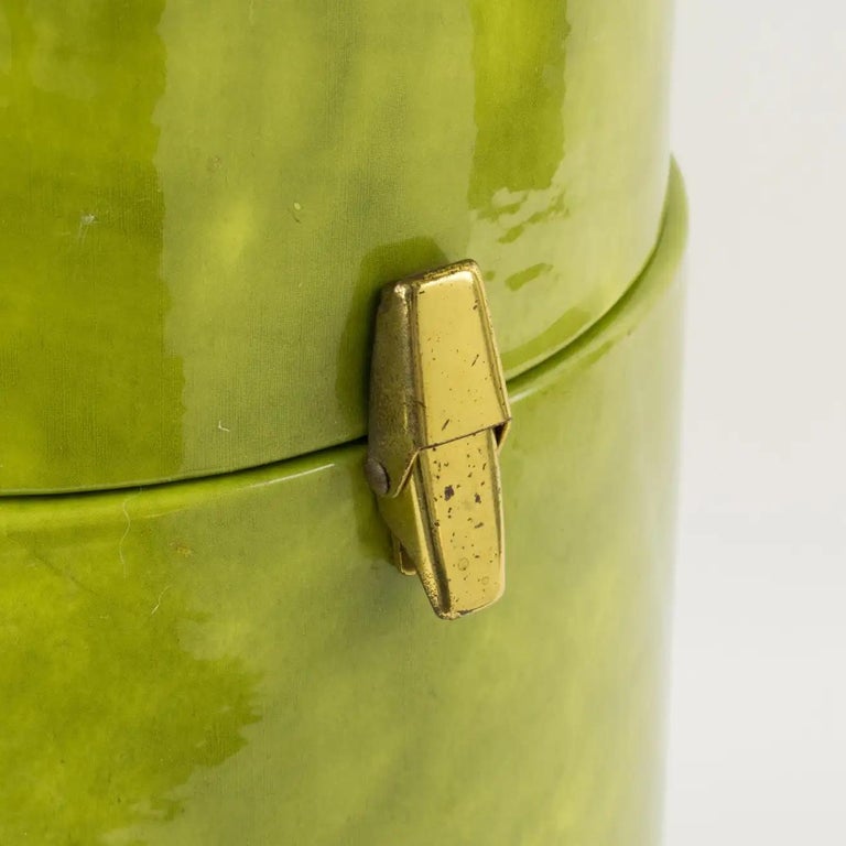Mid-Century Modern Extra Tall Barware Ice Bucket Avocado PVC Leather ...