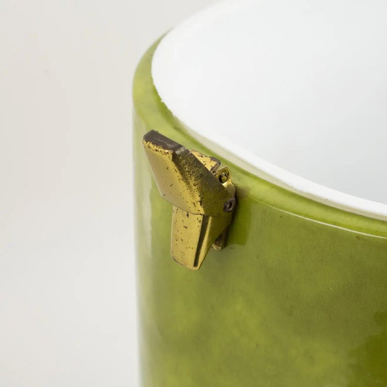 Mid-Century Modern Extra Tall Barware Ice Bucket Avocado PVC Leather ...