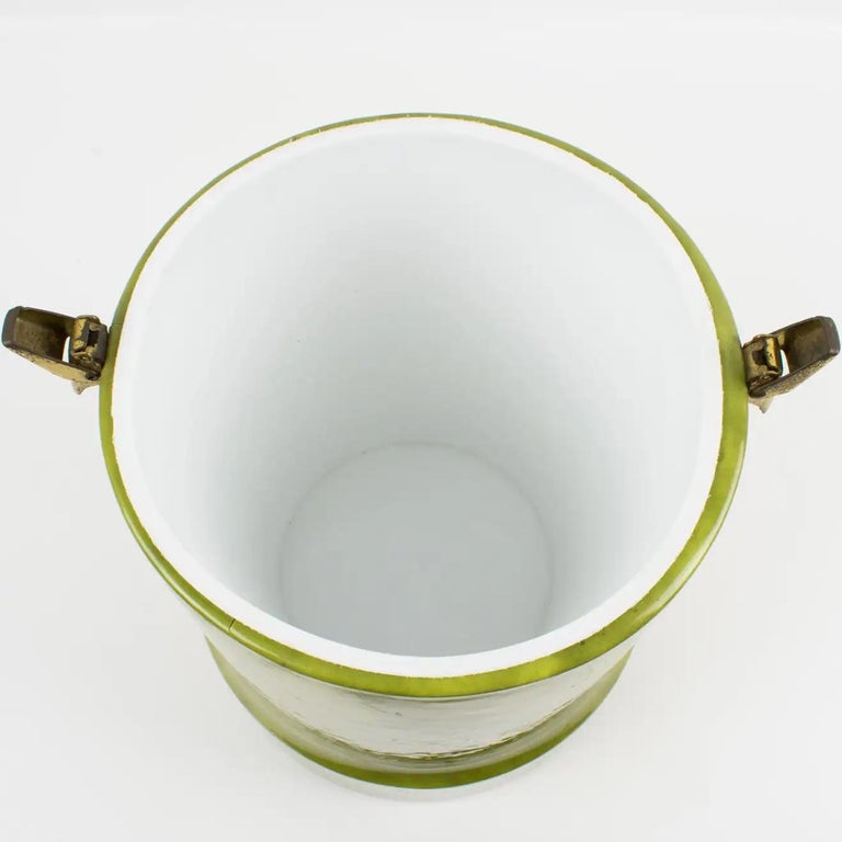Mid-Century Modern Extra Tall Barware Ice Bucket Avocado PVC Leather ...