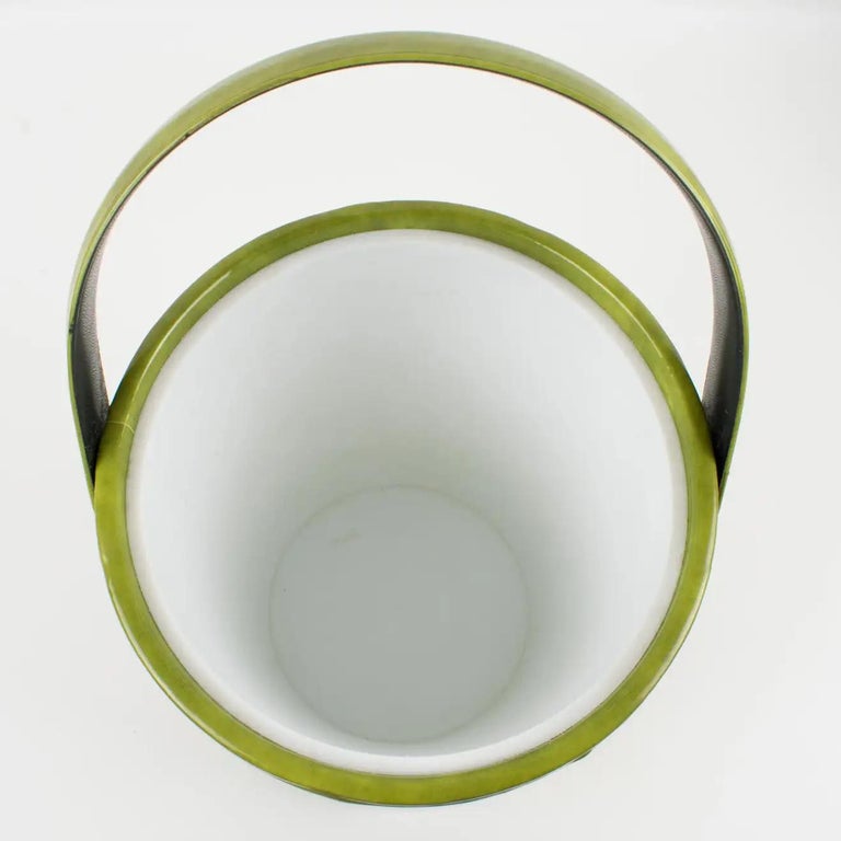 Mid-Century Modern Extra Tall Barware Ice Bucket Avocado PVC Leather ...