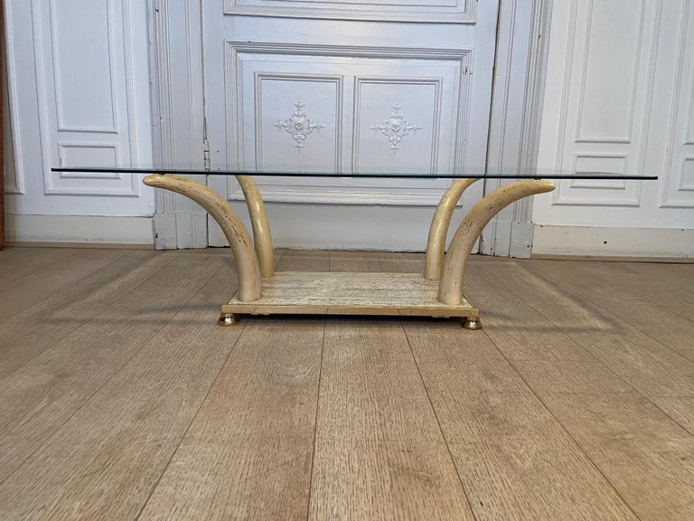 Mid-Century Modern Faux Elephant Tusk Coffee Table, 1970-1980s For Sale ...
