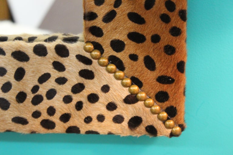 Mid-Century Modern Faux Leopard Leather Frame Mirrors at 1stDibs