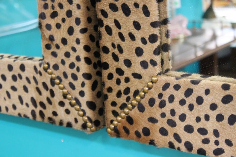 Mid-Century Modern Faux Leopard Leather Frame Mirrors at 1stDibs