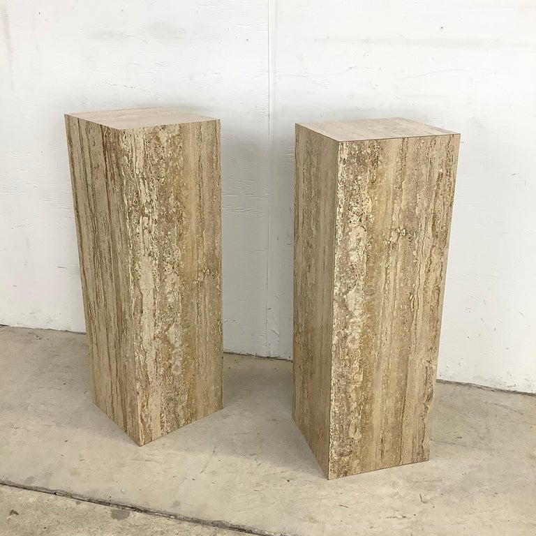 Mid Century Modern Faux Stone Display Pedestals Pair For Sale At 1stdibs