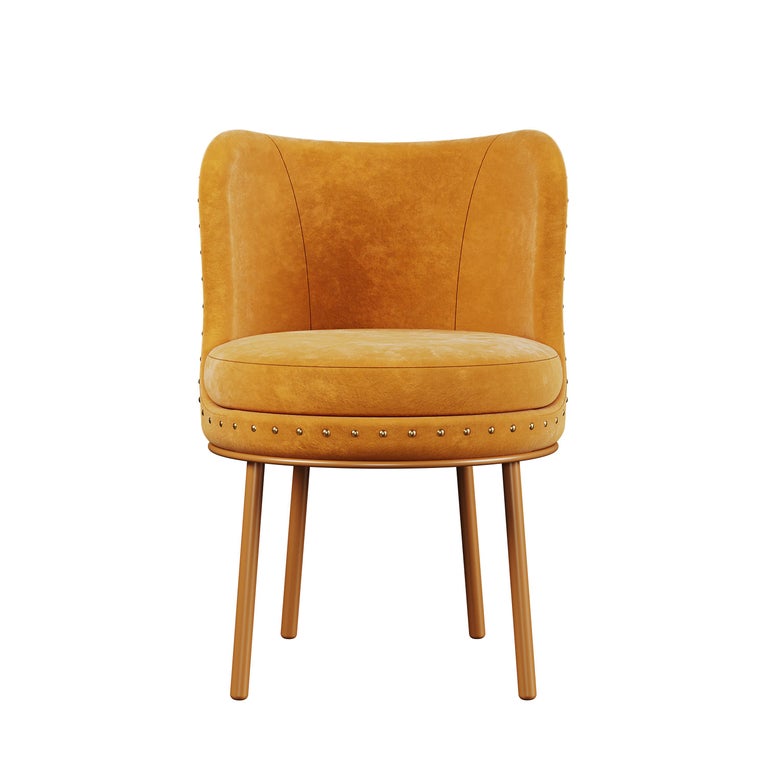 Mid-Century Modern Fay Dining Chair Cotton Velvet For Sale at 1stDibs