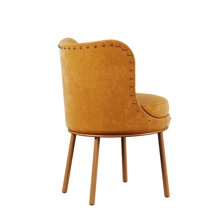 Mid-Century Modern Fay Dining Chair Cotton Velvet For Sale at 1stDibs