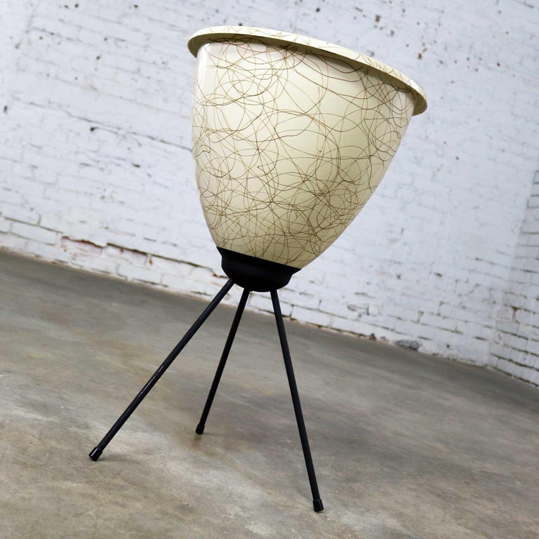 Mid-Century Modern Fiberglass Bullet Planter on Black Rod Attached ...
