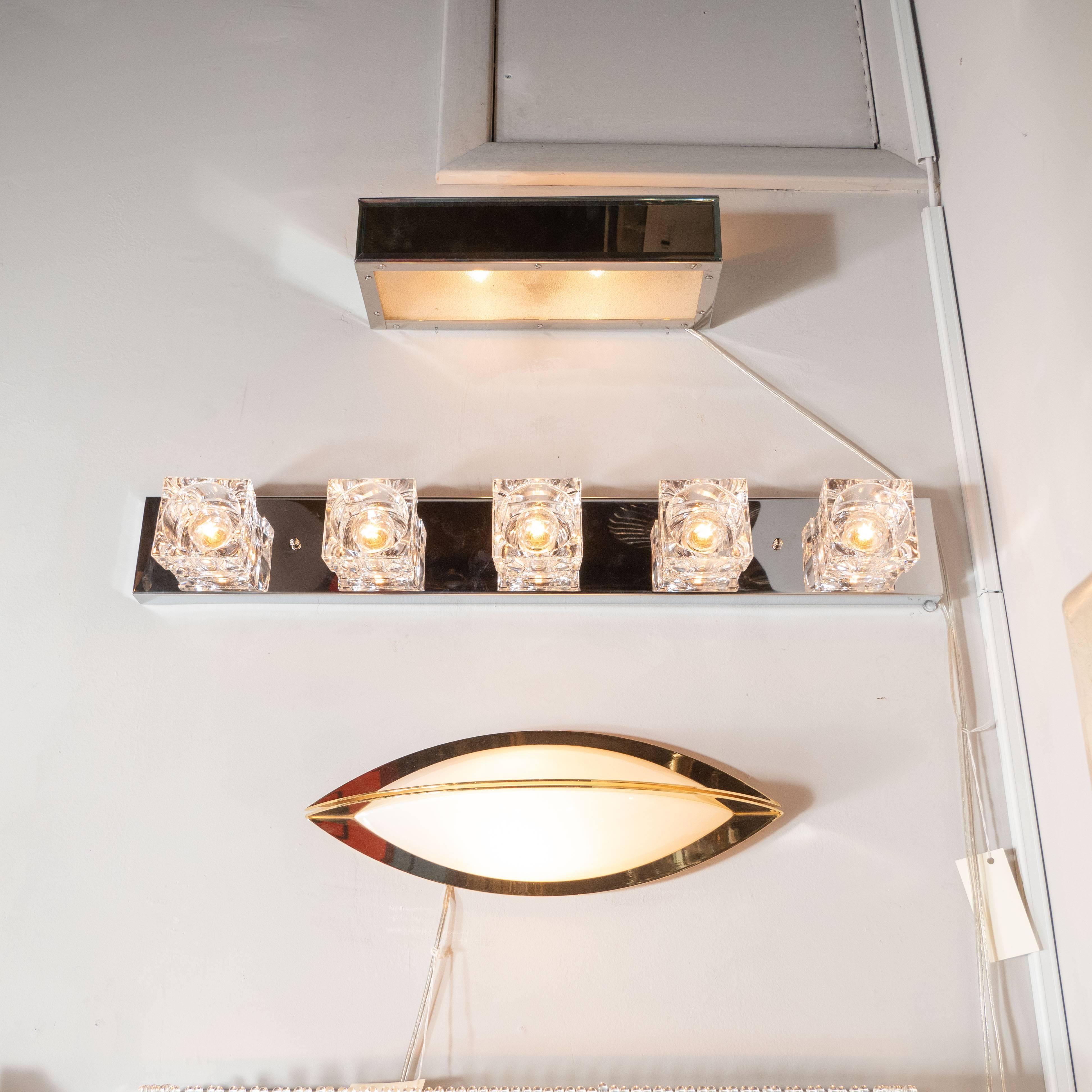 Mid-Century Modern Five-Light Cube Glass and Chrome Vanity Light by ...