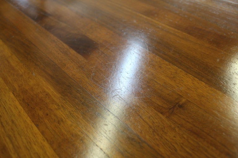 Mid-Century Modern Flared Edge Cherry Slat Wood Coffee Table at 1stDibs