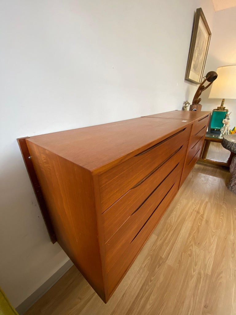 Mid-Century Modern Floating Teak Chests For Sale at 1stDibs