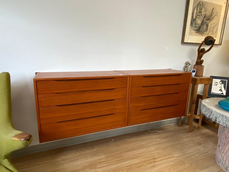 Mid-Century Modern Floating Teak Chests For Sale at 1stDibs